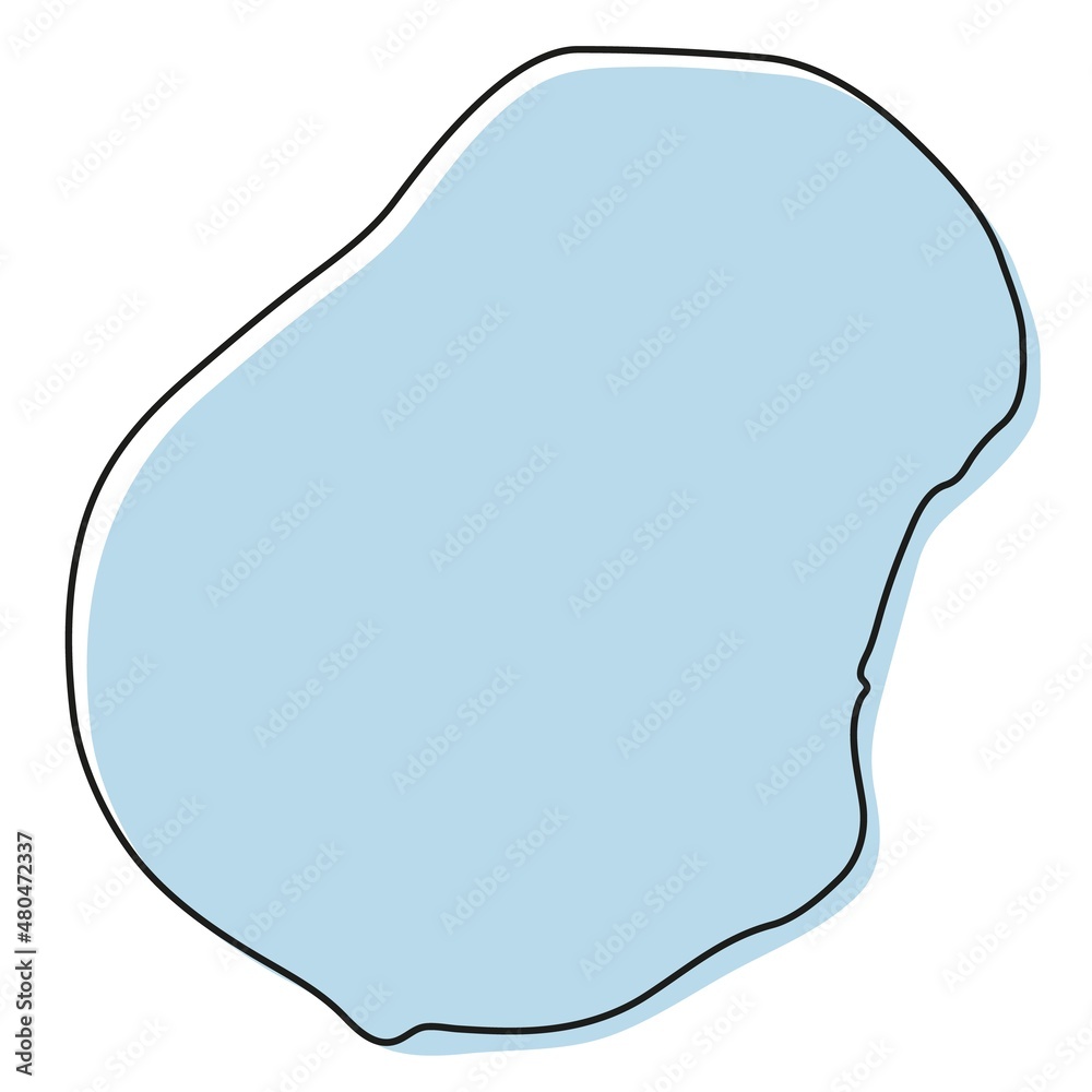Stylized simple outline map of Nauru icon. Blue sketch map of Nauru ...
