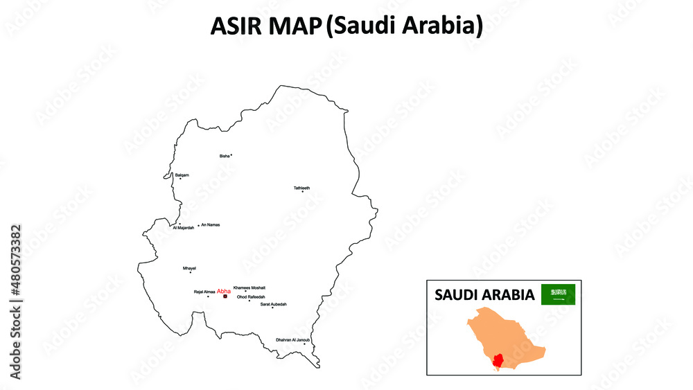 Asir Map. Asir Map of Saudi Arabia with white background and all states ...