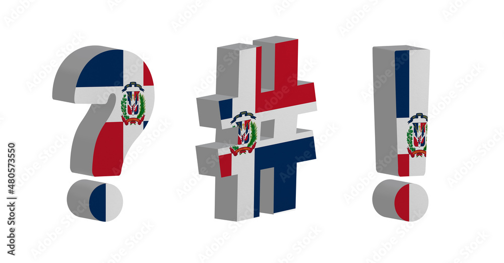 World countries. 3D Question- mark, exclamation- mark and hashtag in ...