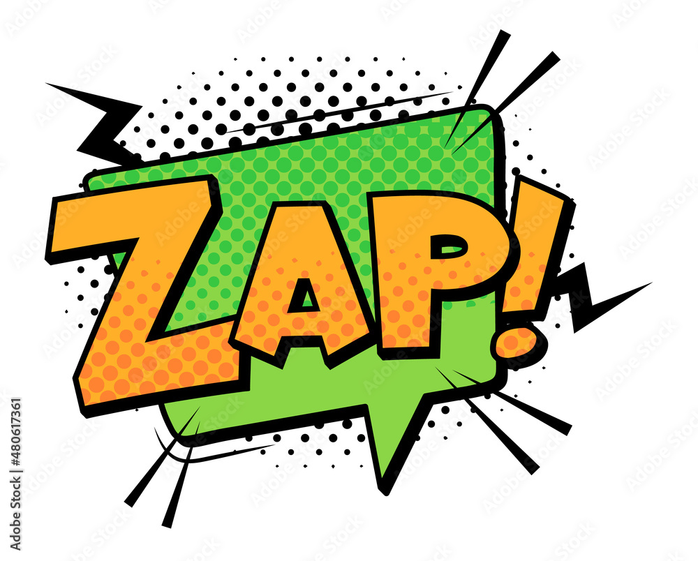 Zap word speech cloud for comics magazine Stock Vector | Adobe Stock