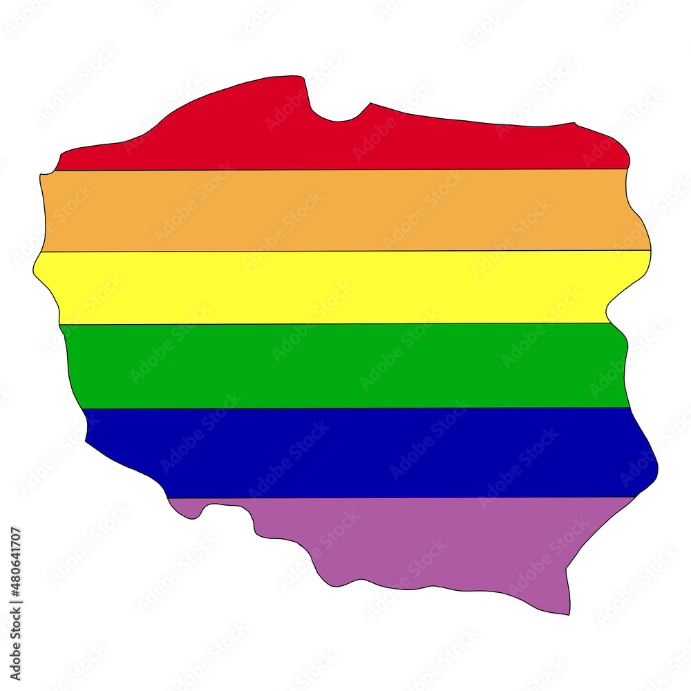 Poland map LGBT Polska mapa , tęczowa mapa polski Stock Illustration ...