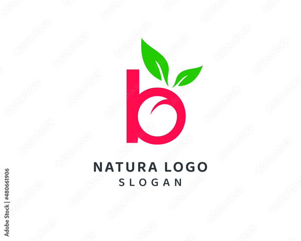Abstract natural leaf, natural letter b logo, small letter b vector ...