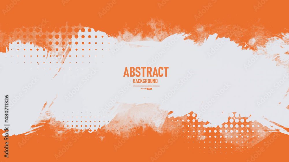 Abstract orange and white grunge texture background with halftone ...