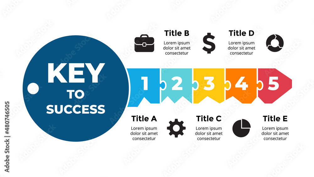 Key to success infographic. Business solution presentation slide ...