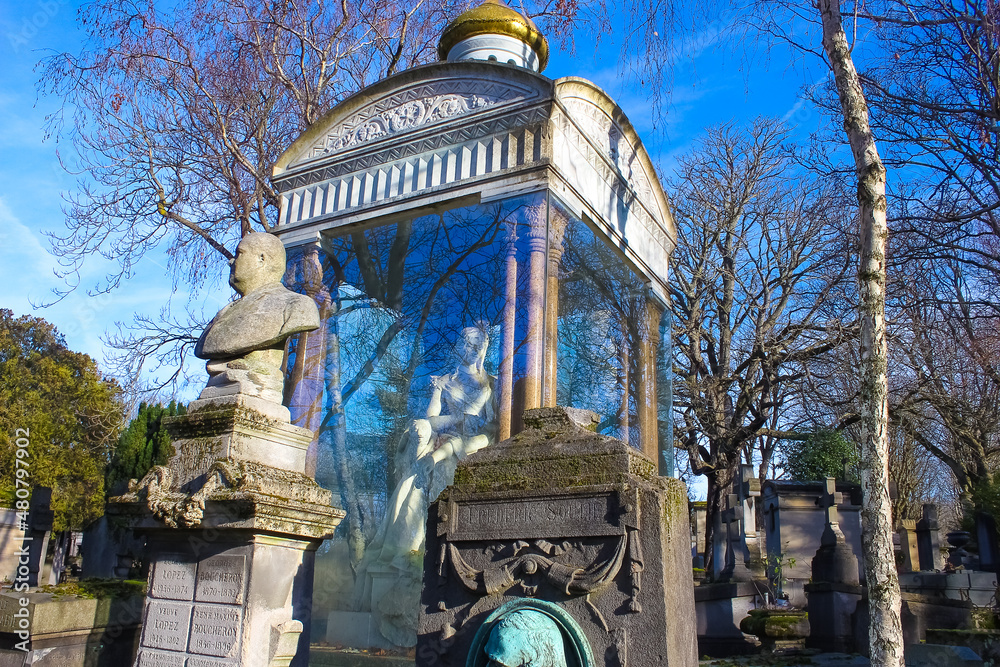 Graves and crypts in Pere Lachaise Cemetery, This cemetery is the final resting place for many ...