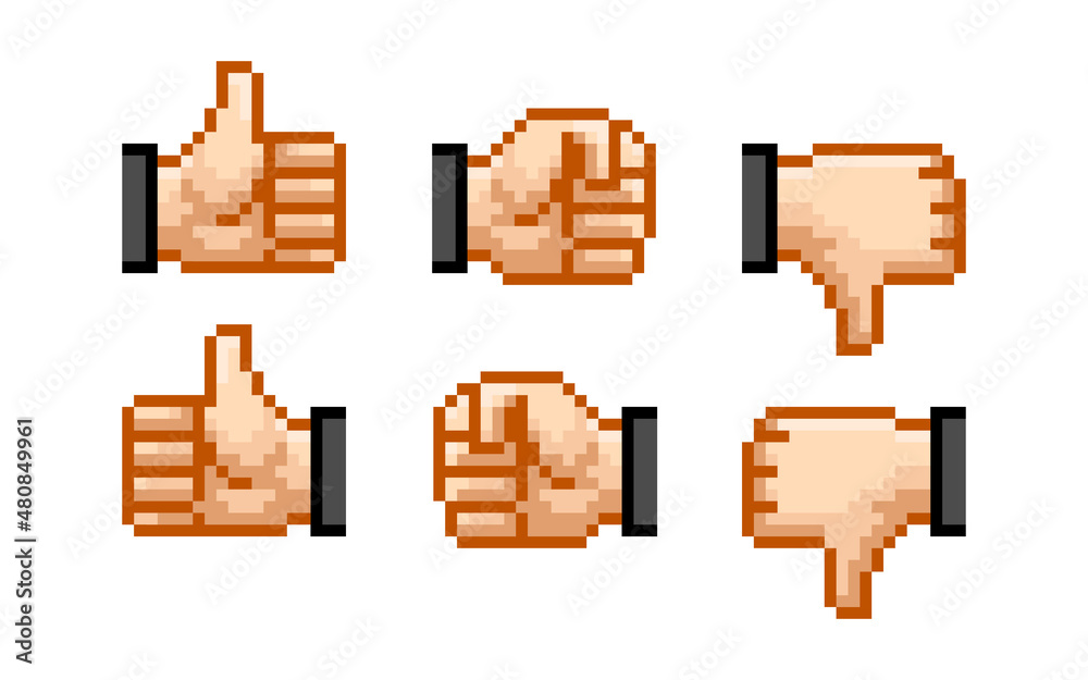 Hand gesture pixel art Stock Vector | Adobe Stock