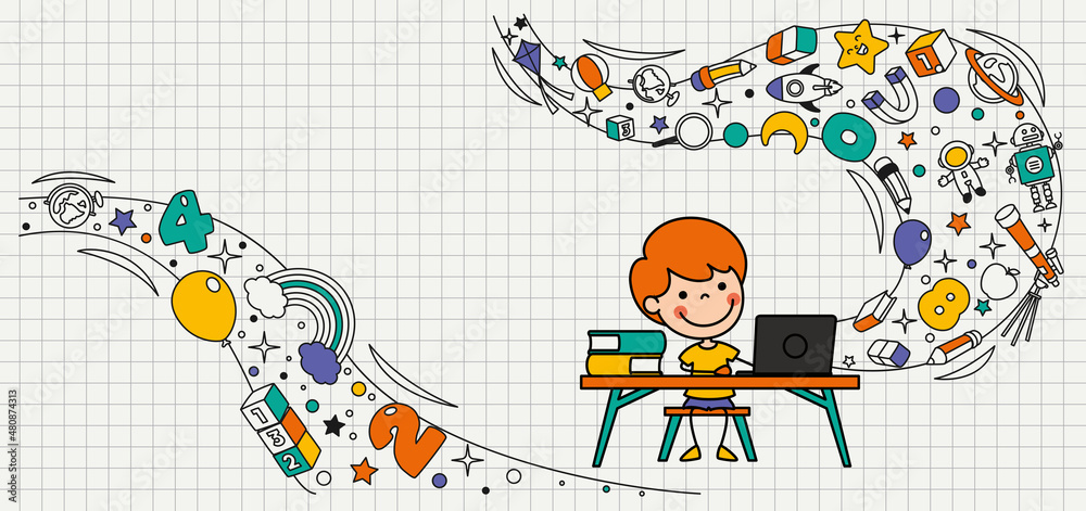 Hand Drawn Funny Cartoon Student Stock Vector | Adobe Stock