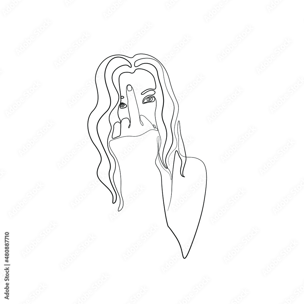Middle finger offensive hand gesture, continuous line drawing, small ...