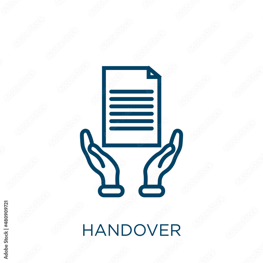 handover icon. Thin linear handover, agent, auto outline icon isolated ...