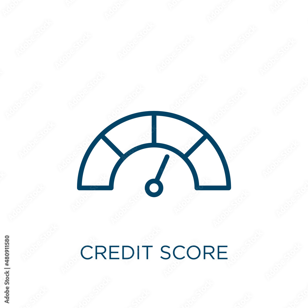 credit score icon. Thin linear credit score, rating, score outline icon ...