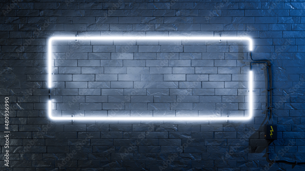 stylish modern white neon light frame Stock Photo | Adobe Stock