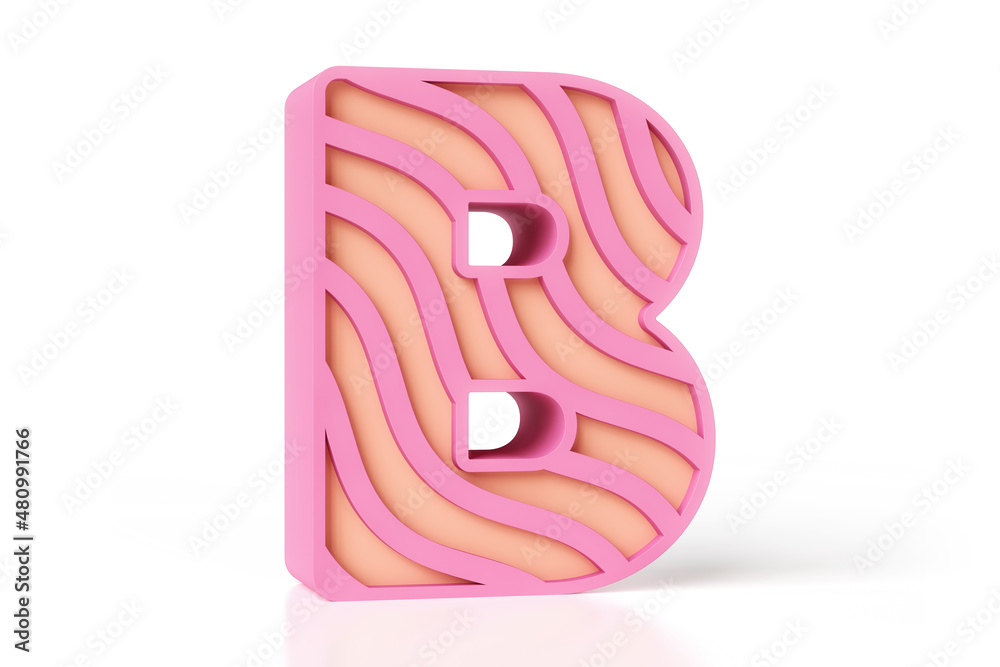 Lovely alphabet letter B designed with wavy shapes. New trendy 3D ...
