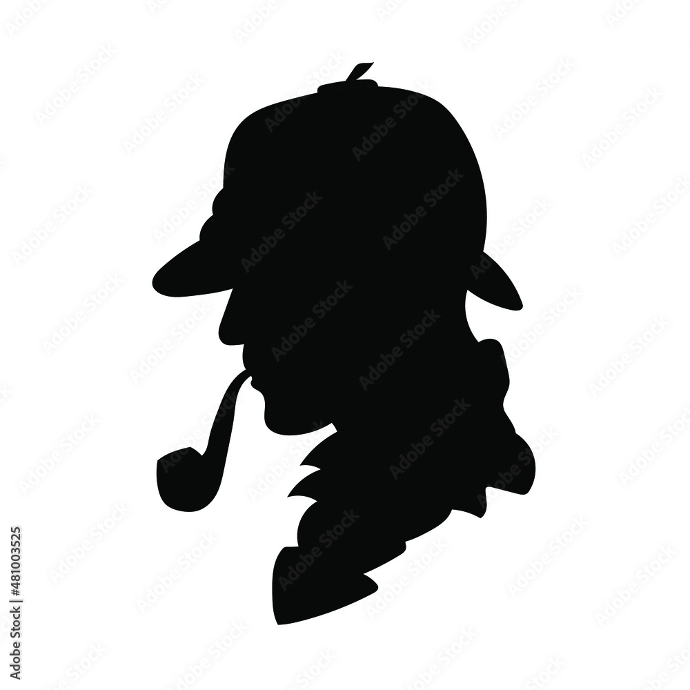 Detective profile icon, logo. Detective vector silhouette. The man in ...