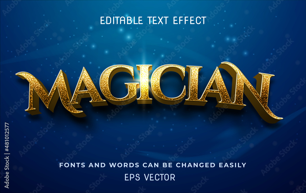 Magician 3d editable text effect Stock Vector | Adobe Stock