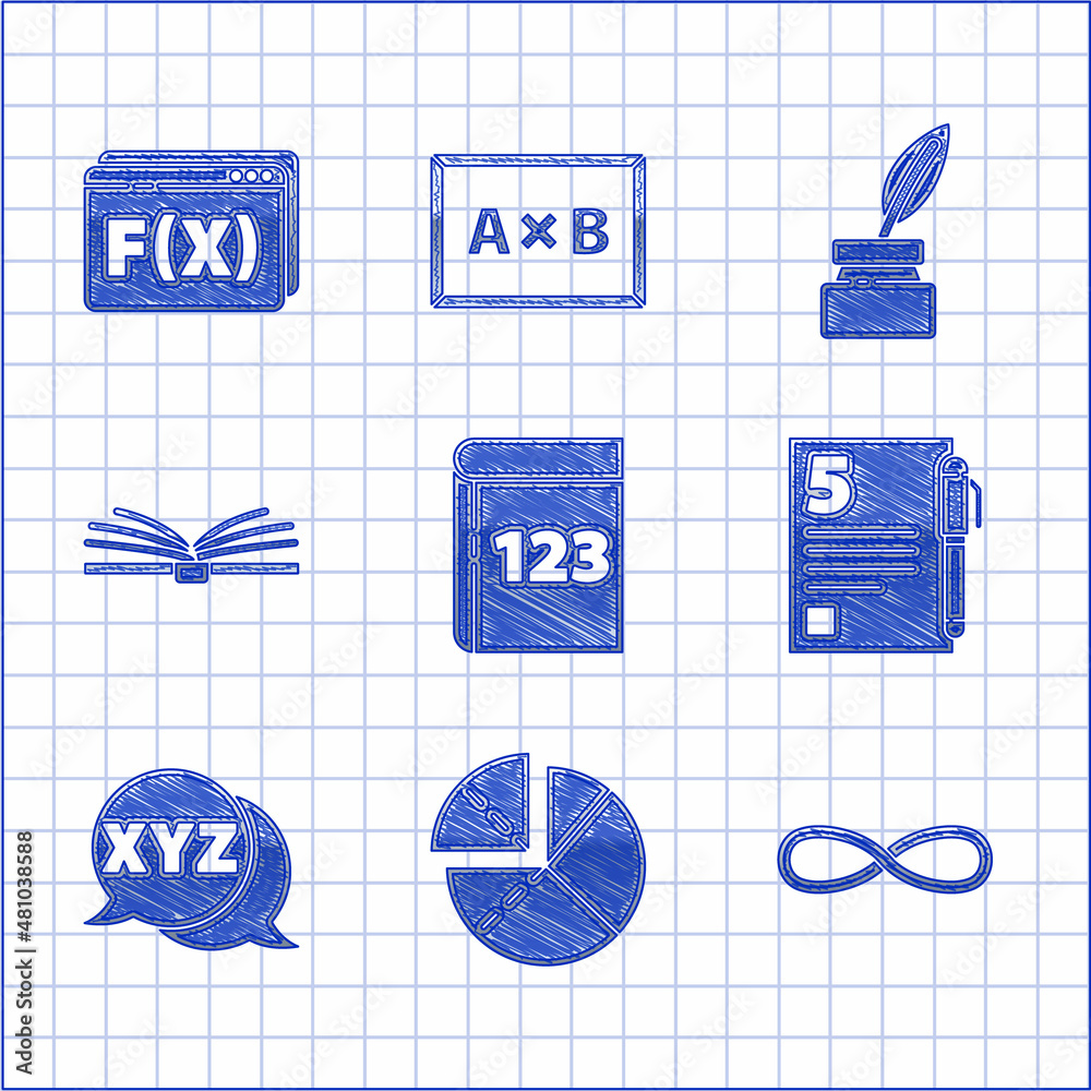 Set Book With Word Mathematics Graph Schedule Chart Diagram Infinity Test Exam Sheet And