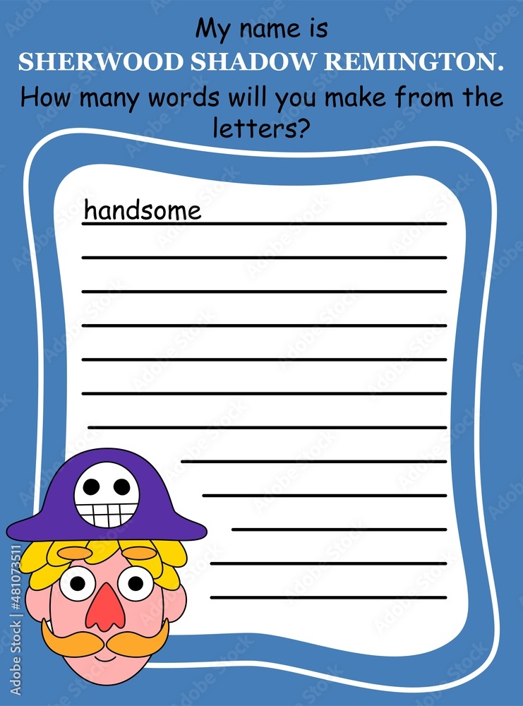 Pirate anagram word game for kids in English vector illustration ...