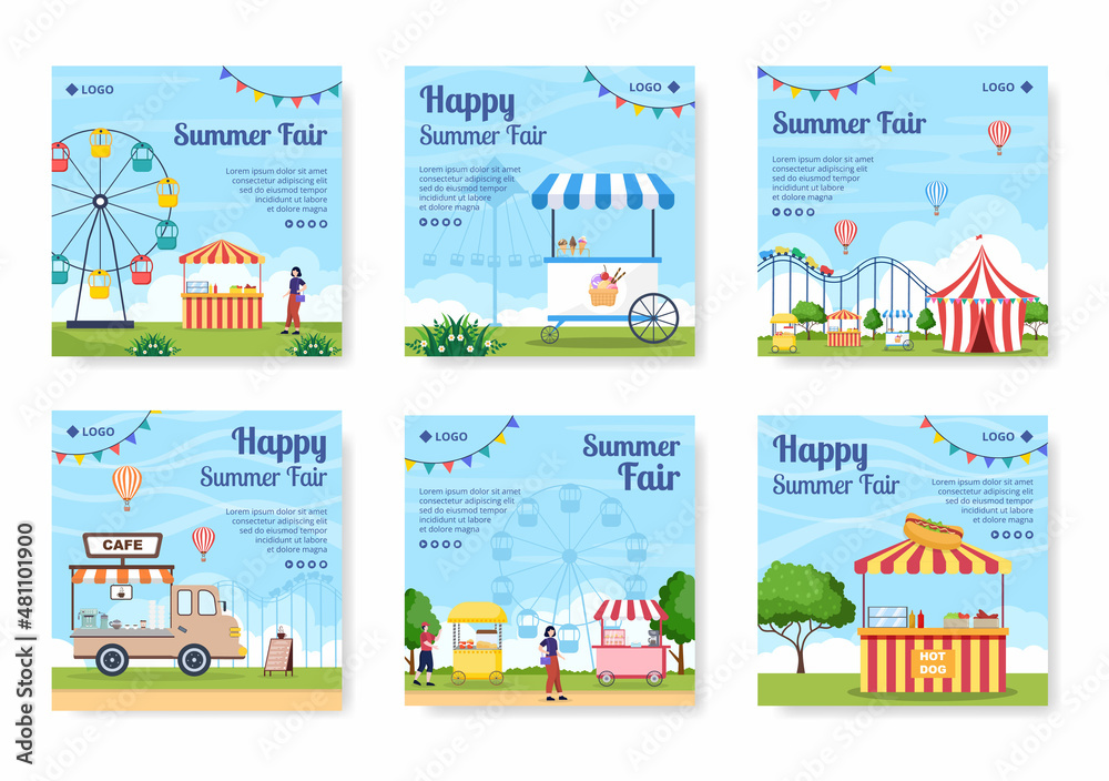 Summer Fair of Carnival, Circus, Fun Fair or Amusement Park Post ...
