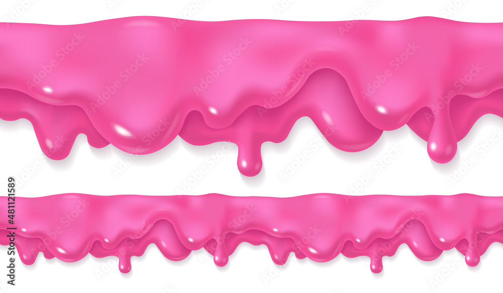 Pink icing or syrup drip. Sweet glaze drop design. Realistic 3d ...