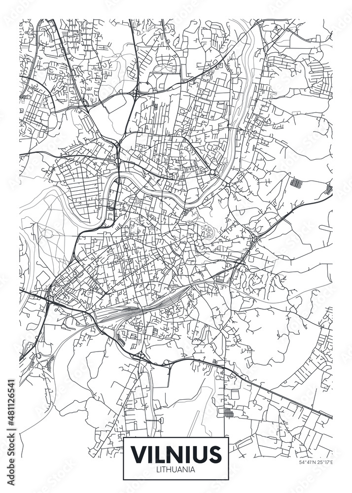 City map Vilnius, travel vector poster design Stock Vector | Adobe Stock