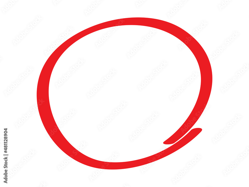 เวกเตอร์ Stock Red circle pen draw. Highlight hand drawn circle ...