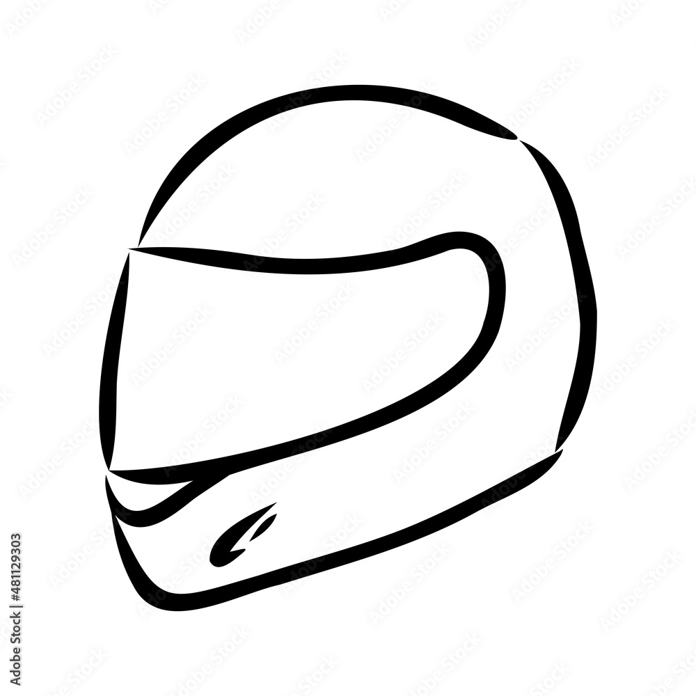 Motorcycle helmet hand drawn outline doodle icon. Motorbike protection ...