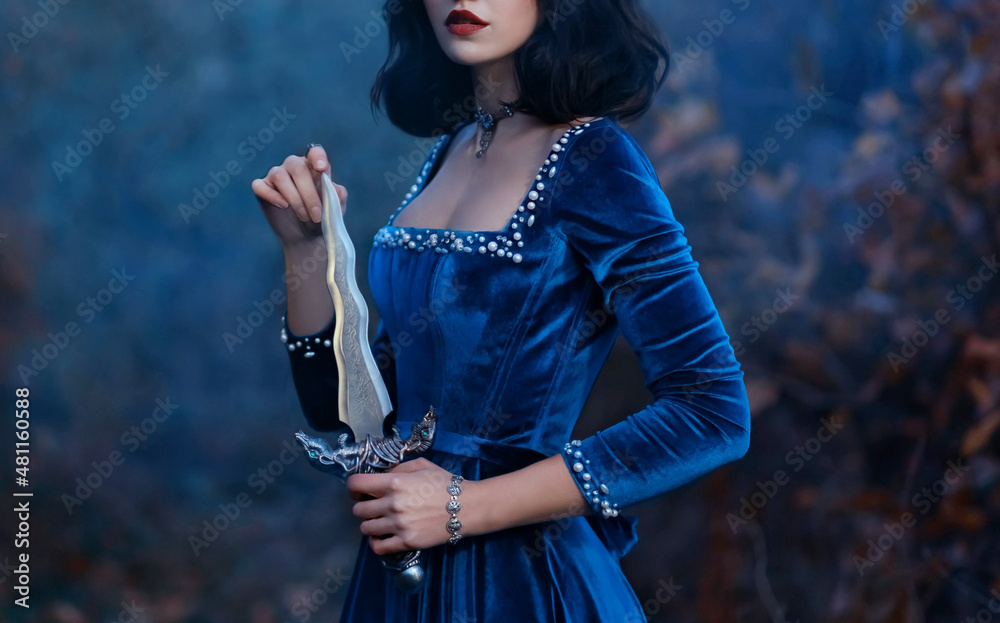 face cropped, red lips close-up. Fantasy medieval woman warrior queen ...