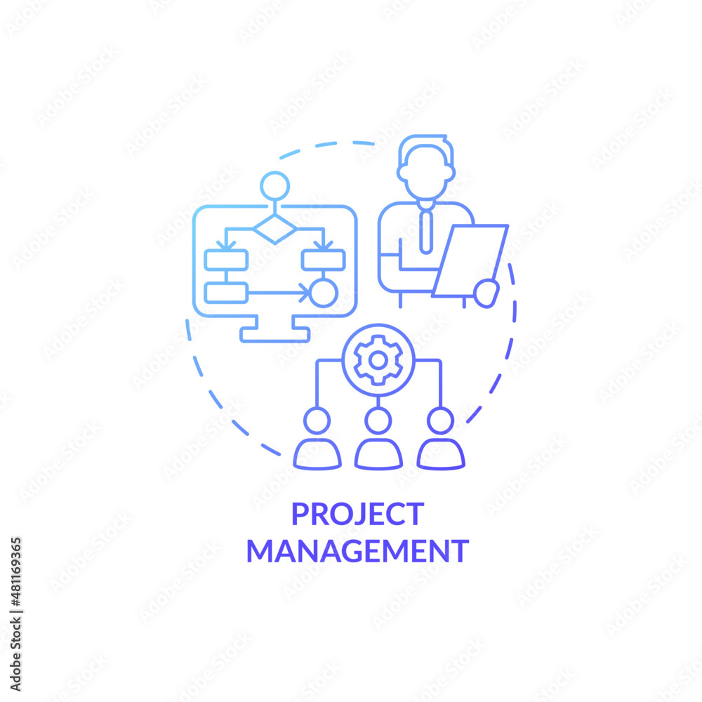 Project management blue gradient concept icon. Skills and experience ...