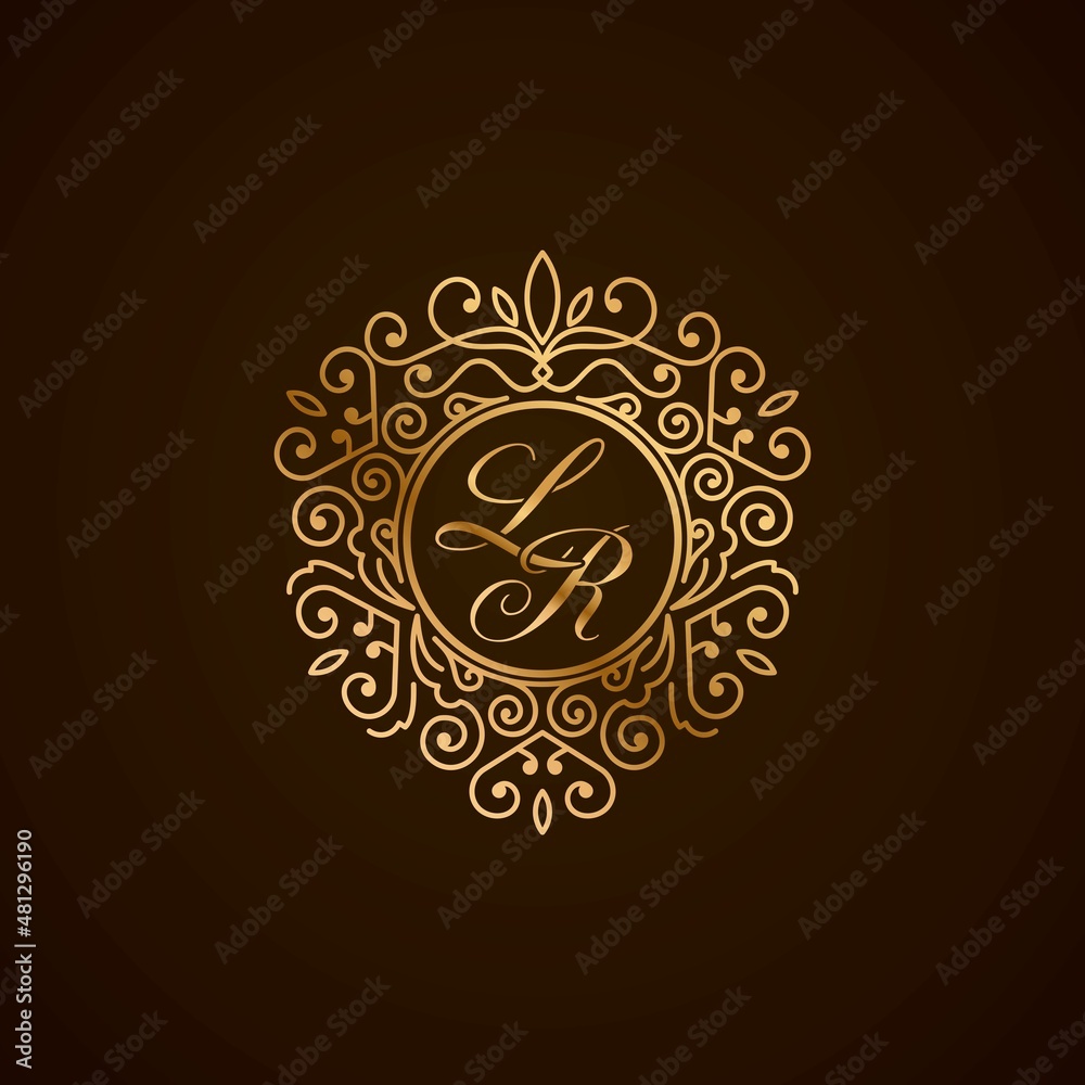 LR initial letter luxury monogram logo, elegant ornamen jewelry, emblem ...