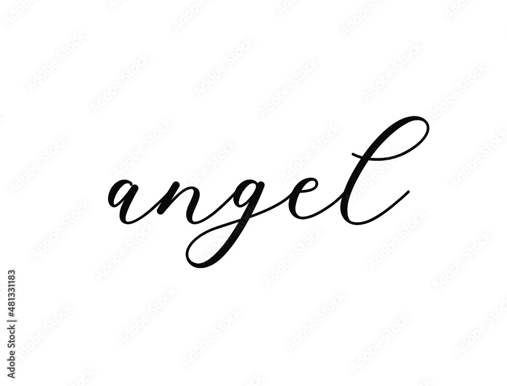 Vector isolated word Angel with a small letter in a beautiful cursive ...