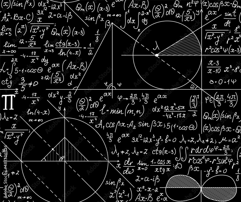 Mathematical Vector Seamless Pattern With Figures And Calculations You Can Use Any Color Of