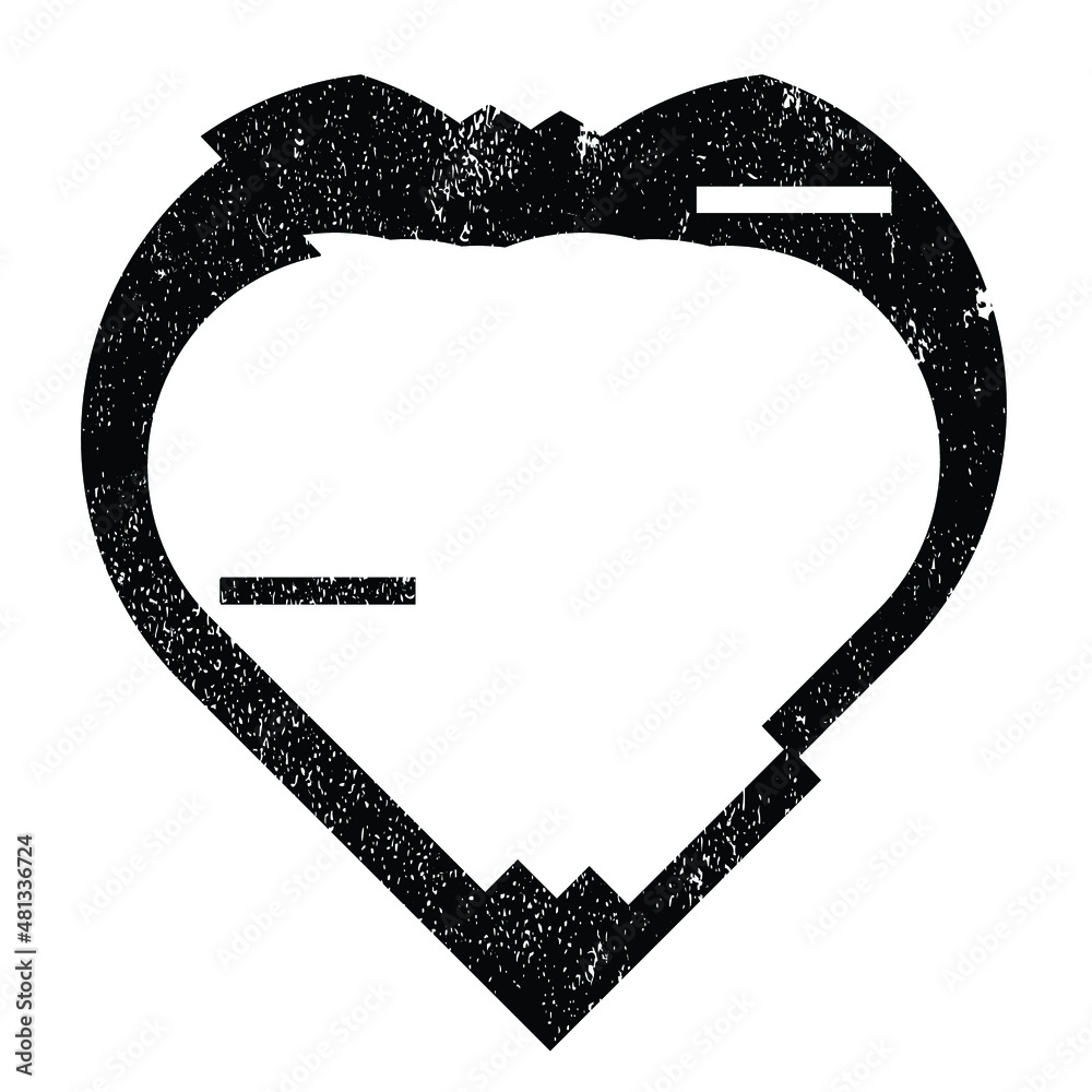 Glitch distorted heart shape . Minimal art design . Noise destroyed ...