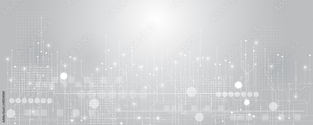 Grey white Abstract technology background, Hi tech digital connect ...