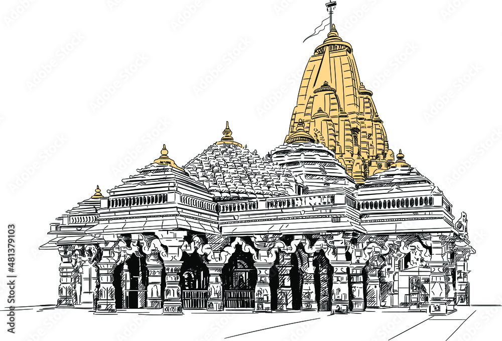 Ambaji Temple, Ambaji, Gujarat, India. Stock Vector | Adobe Stock