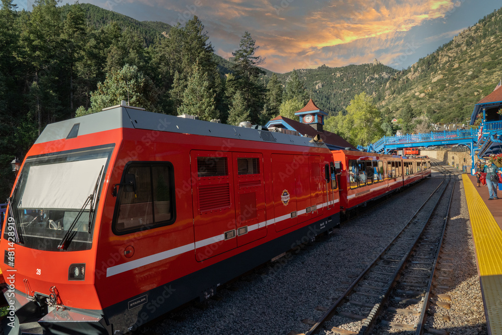 Colorado Springs - 9-19-2021: A pikes peak cog railway train at the ...