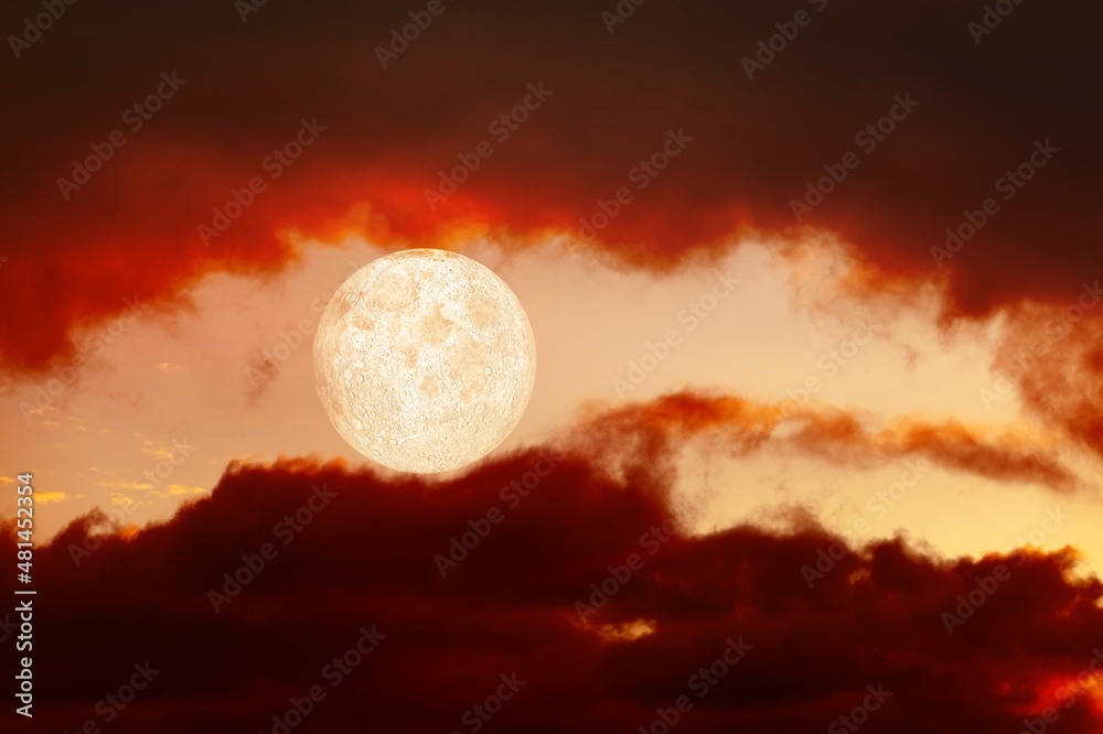 Red blood Moon, real full blood moon in the black sky with cloud. Stock ...