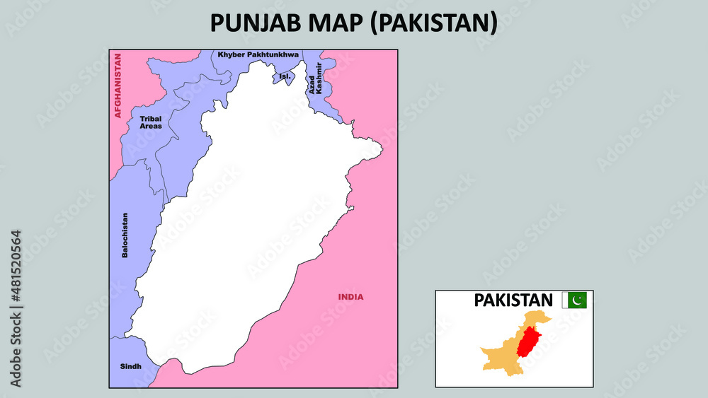 Image vectorielle Stock Punjab Map. Political map of Punjab. Punjab Map of Pakistan with ...