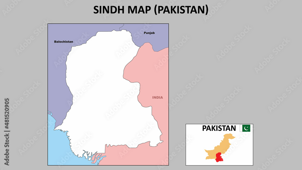 Sindh Map. Political map of Sindh. Sindh Map of Pakistan with ...