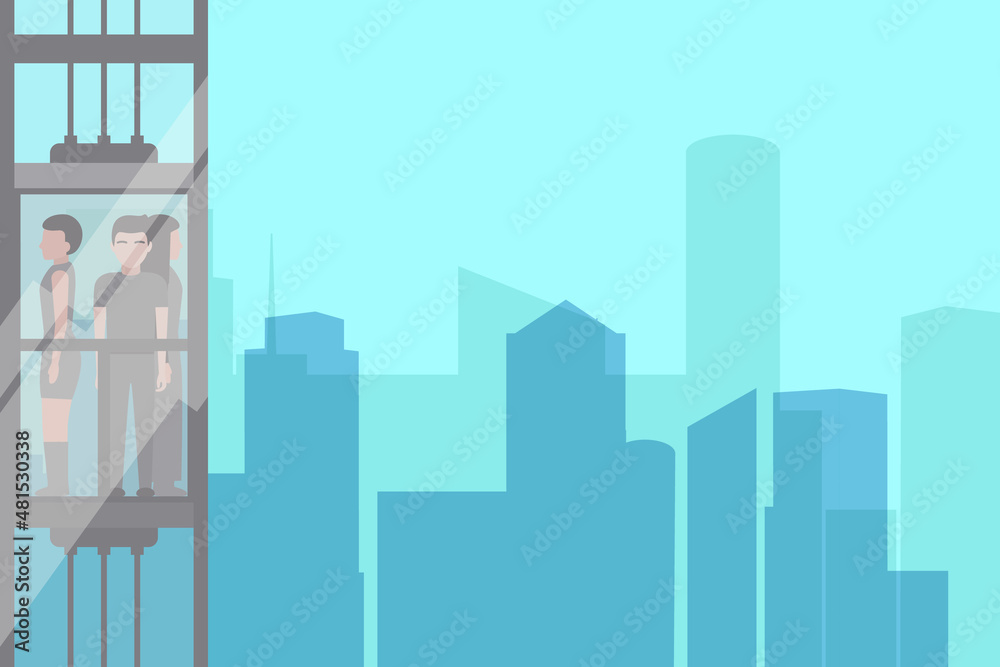Single cabin with lifting mechanism. Modern lift for transporting ...