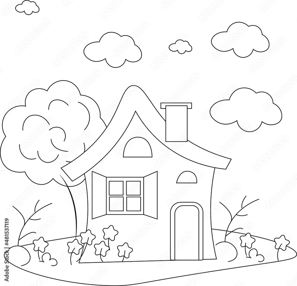 House Coloring Book Page Design. coloring page design. coloring page ...