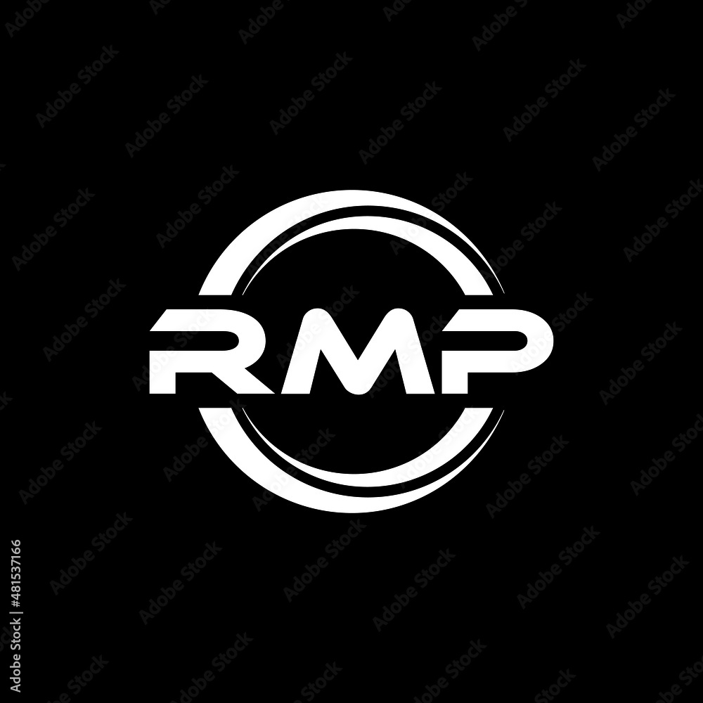 RMP letter logo design with black background in illustrator, vector ...