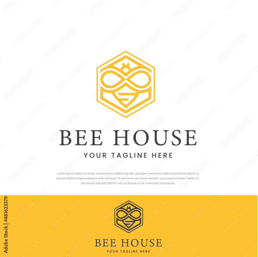 Hexagon bee logo design Modern design, vector, symbol, fresh honey icon ...