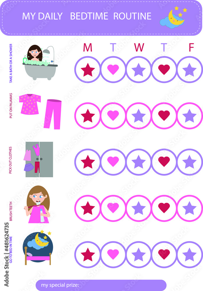 Bedtime routine girl. Kids Daily Routine, Chore Chart, Morning ...