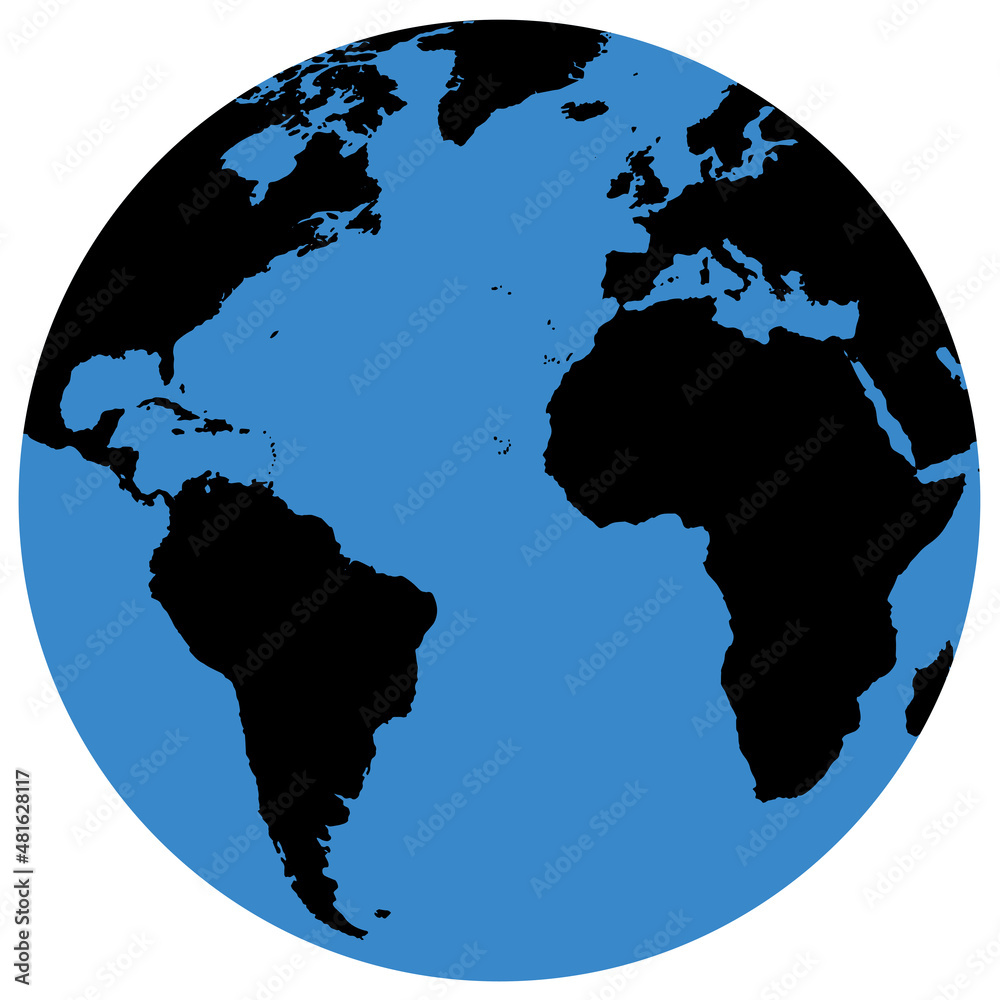 Planet Earth with partial markings of continents, oceans, and seas ...