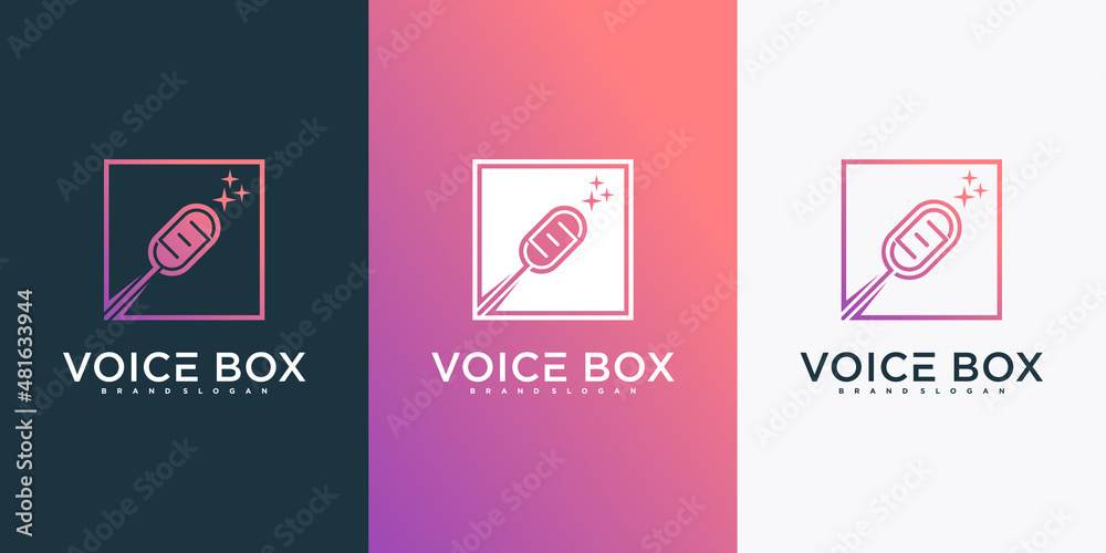 Minimalist Voice box logo with modern gradient color style Premium ...