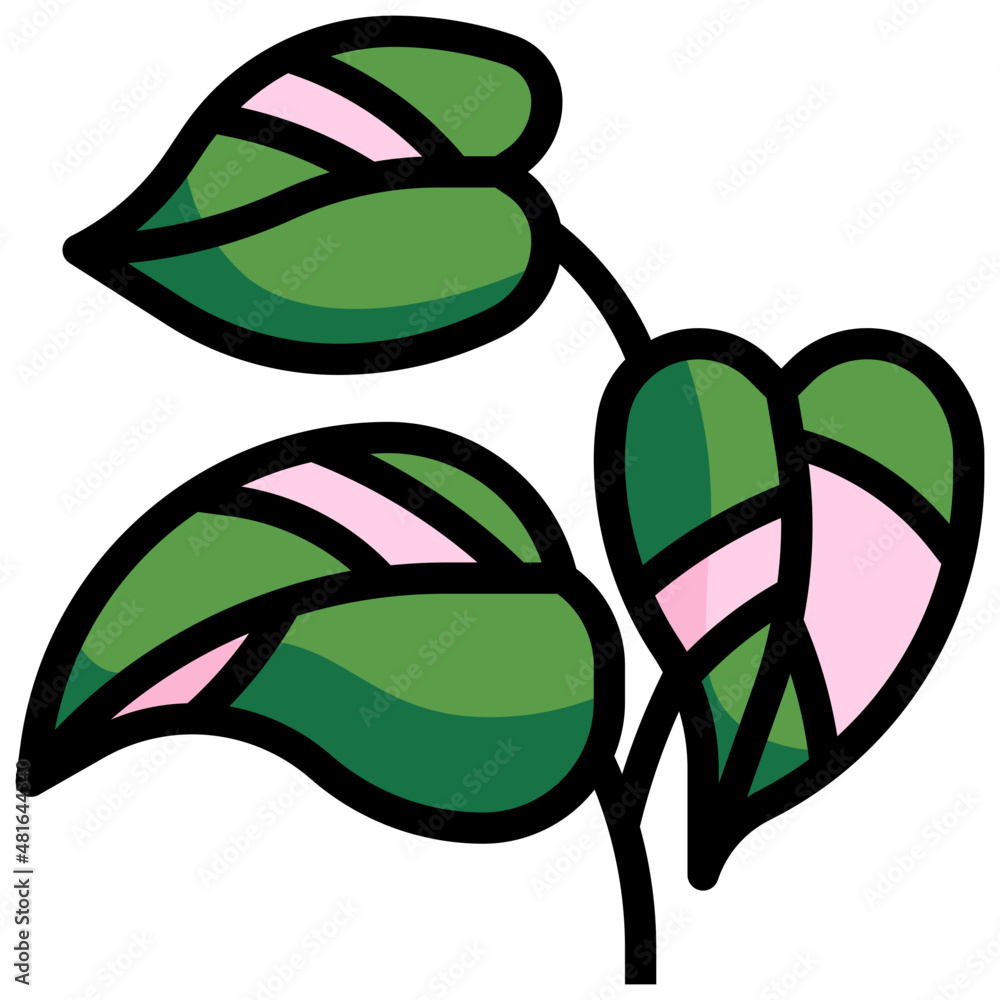PHILODENDRON PINK PRINCESS Filled Outline Stock Vector | Adobe Stock