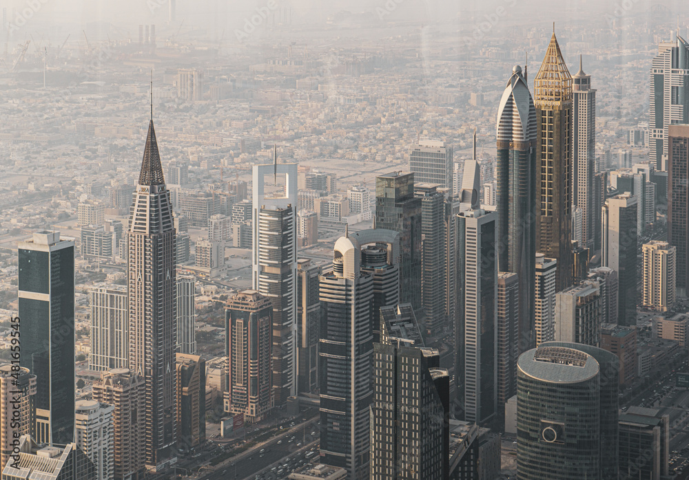 Dubai Skyline from Burj Khalifa Stock Photo | Adobe Stock