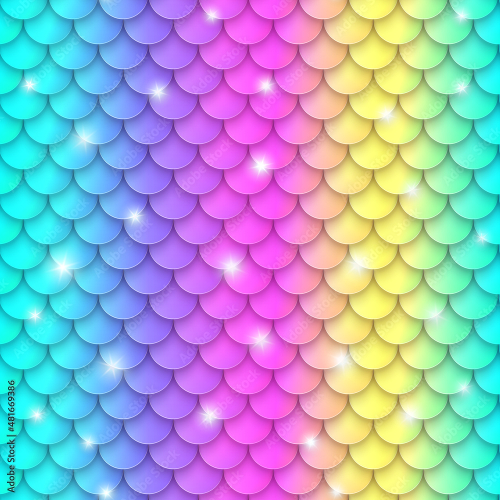 Rainbow shiny mermaid scales pattern Stock Vector | Adobe Stock