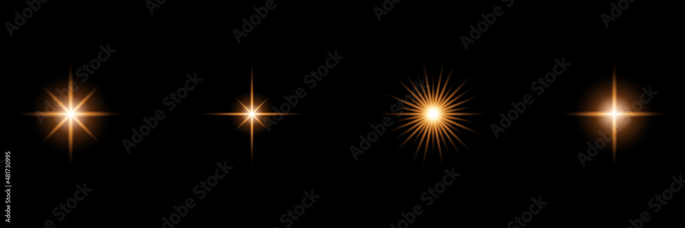 Sparkling star, vector glowing star light effect. Glitter magic star sparks. Vector illustration ...