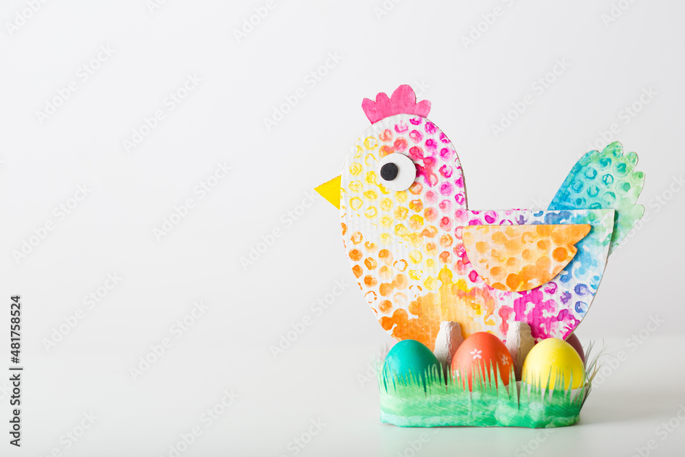 chicken made of cardboard - egg stand. easter decor. craft for kids ...