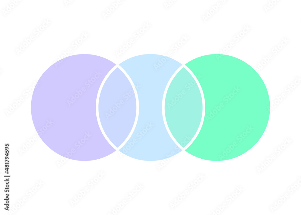 Color venn diagram, graph circle general intersection. Way of ...